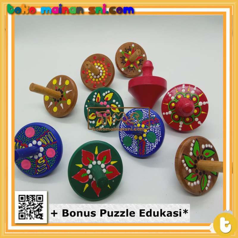 Jual Mainan Kayu Edukatif Gasing Kayu Batik Untuk Anak Usia 3-4 Tahun ...