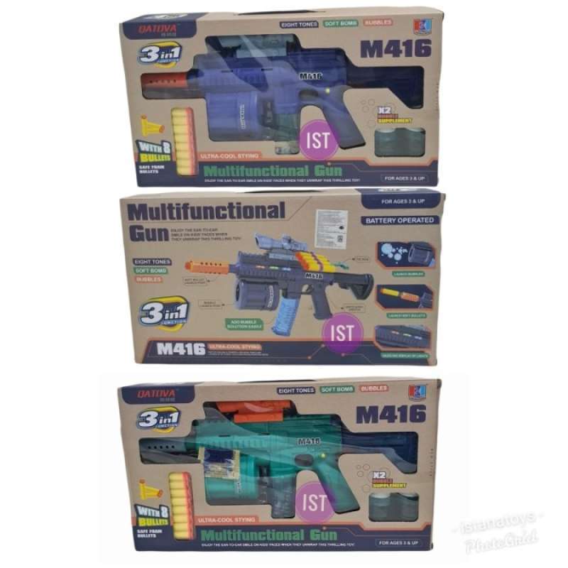 Jual Mainan Anak Multifunction Gun M416 3in1 Soft Bullet Gun Bubble 668-1a Di Seller Meedina ...