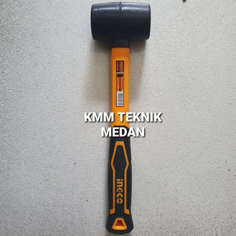 Jual INGCO MARTIL PALU MARTIL KARET 8 OZ GAGANG FIBER 8OZ RUBBER HAMMER ...