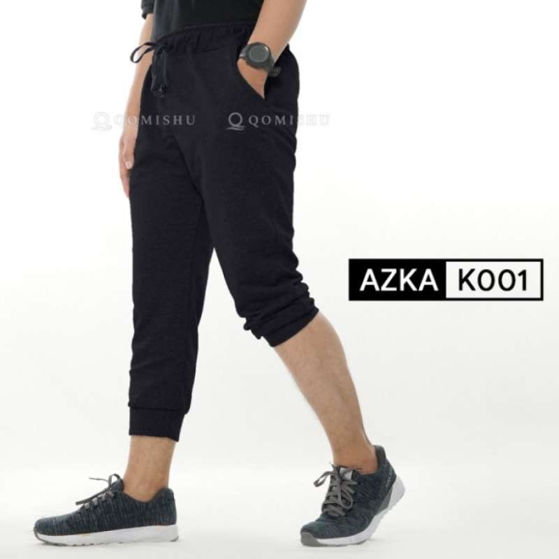 Jual Celana Training Pria 3/4 Panjang Hitam Polos Slim Fit Baby Terry ...