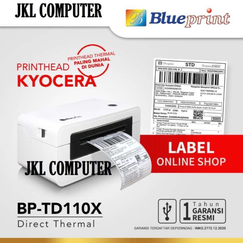 Promo Printer Barcode Thermal Printer Label Resi A6 BLUEPRINT TD110X ...