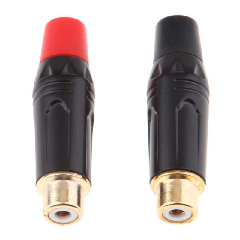 Jual 2x Rca Female Connector Gold Plated Rca Plug Socket Audio Speaker ...