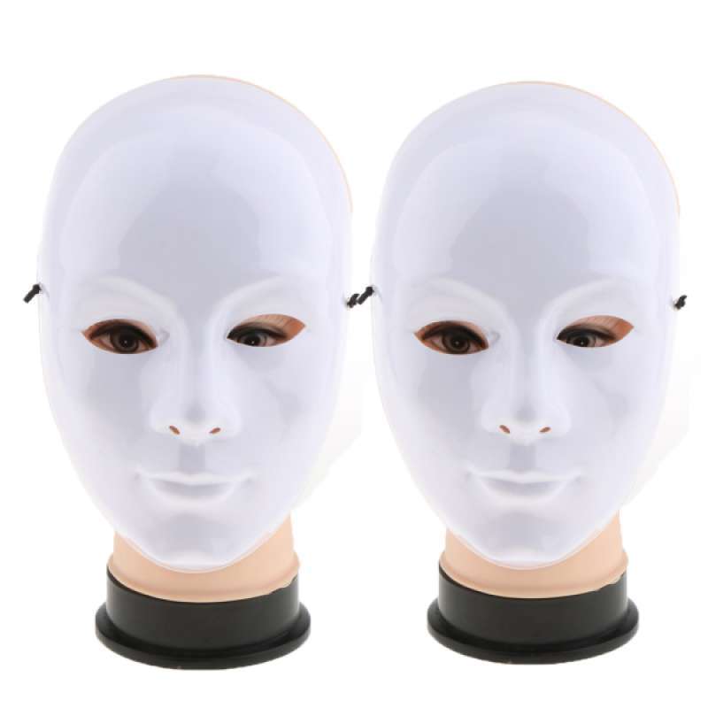 Jual Pack of 2pcs Novelty Fun Unpainted Blank Mask White Full Face Mask ...