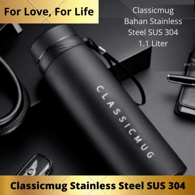 Jual Botol Minum Termos Stainless Steel Vacum Cup 1000 Ml Classic Mug ...