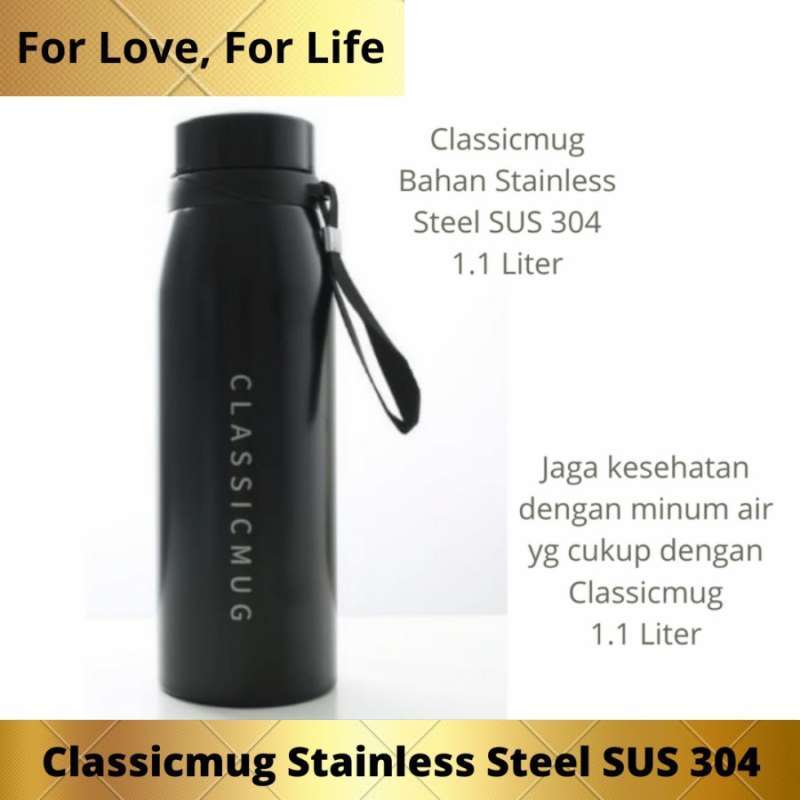 Jual Botol Minum Termos Stainless Steel Vacum Cup 1000 Ml Classic Mug ...