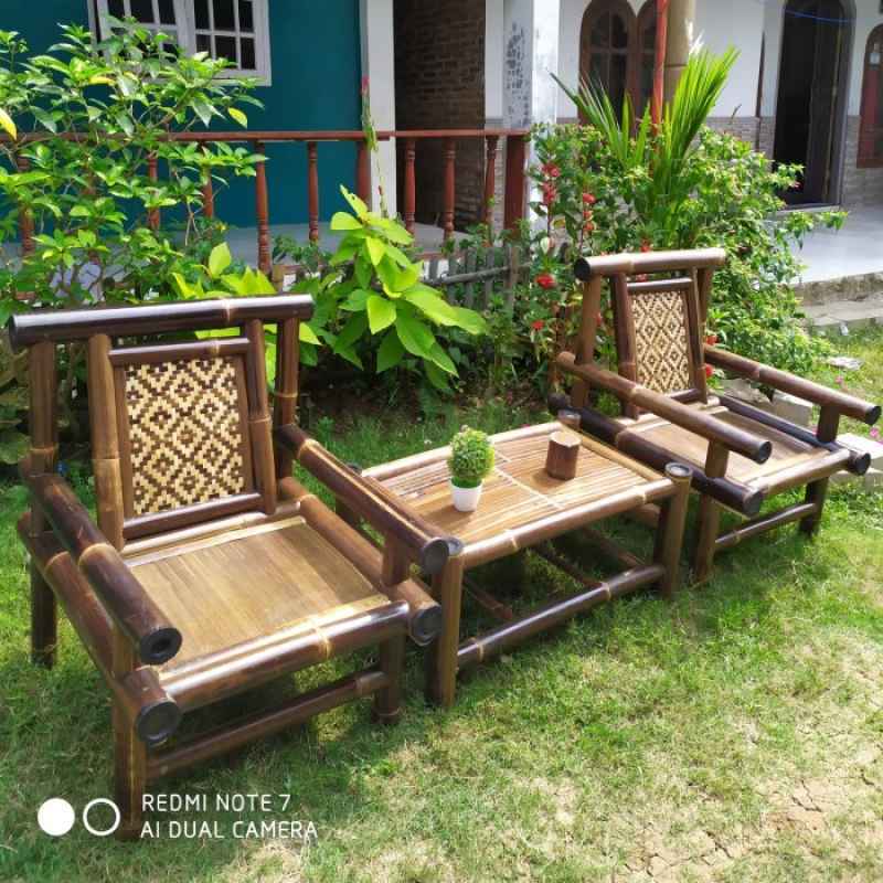 Jual Kursi Teras Minimalis Bambu Hitam Motif Batik Di Seller Bumi ...