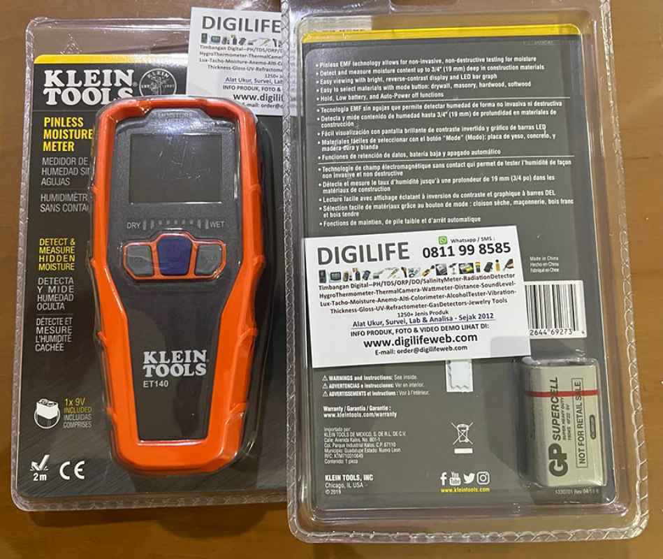Jual Pinless Moisture Meter Klein Tools Et140 Wood Concrete Mc Tester ...