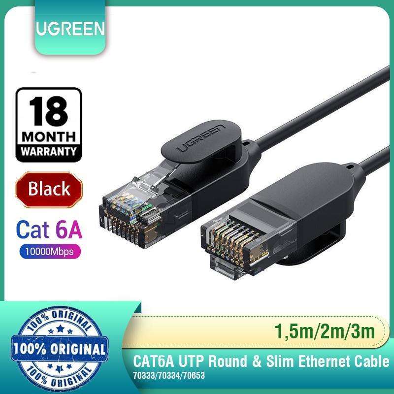 Jual Ugreen Cat6a Utp Round & Ultra Slim Ethernet Cable Pure Copper (black) Di Seller ...