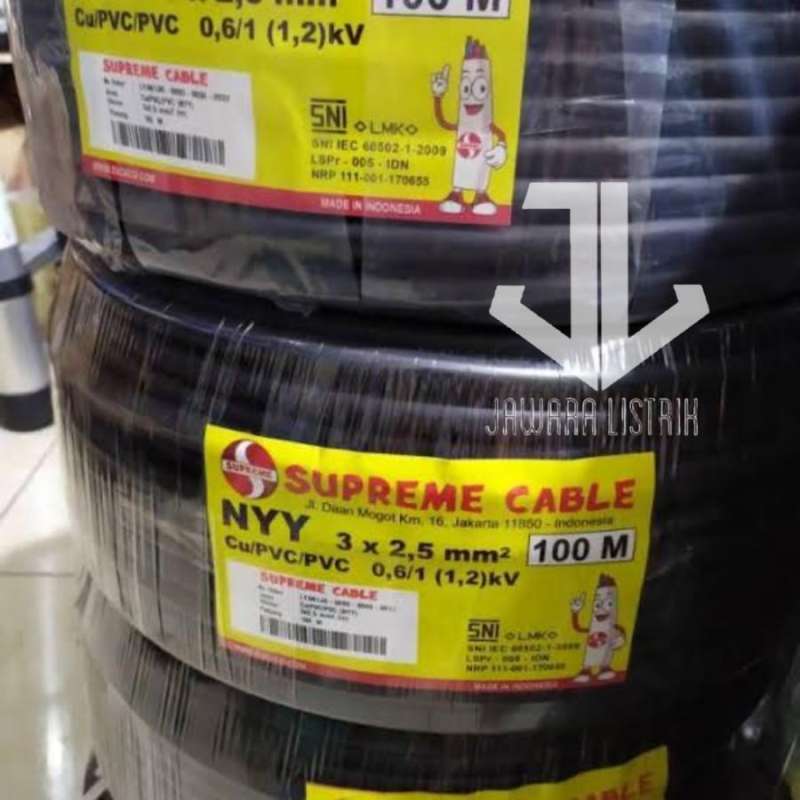 Jual Supreme Kabel Nyy 3x2,5 Mm Hitam Kawat 50m 50 M Meter Murah Di Seller Jawara Listrik - Kayu ...