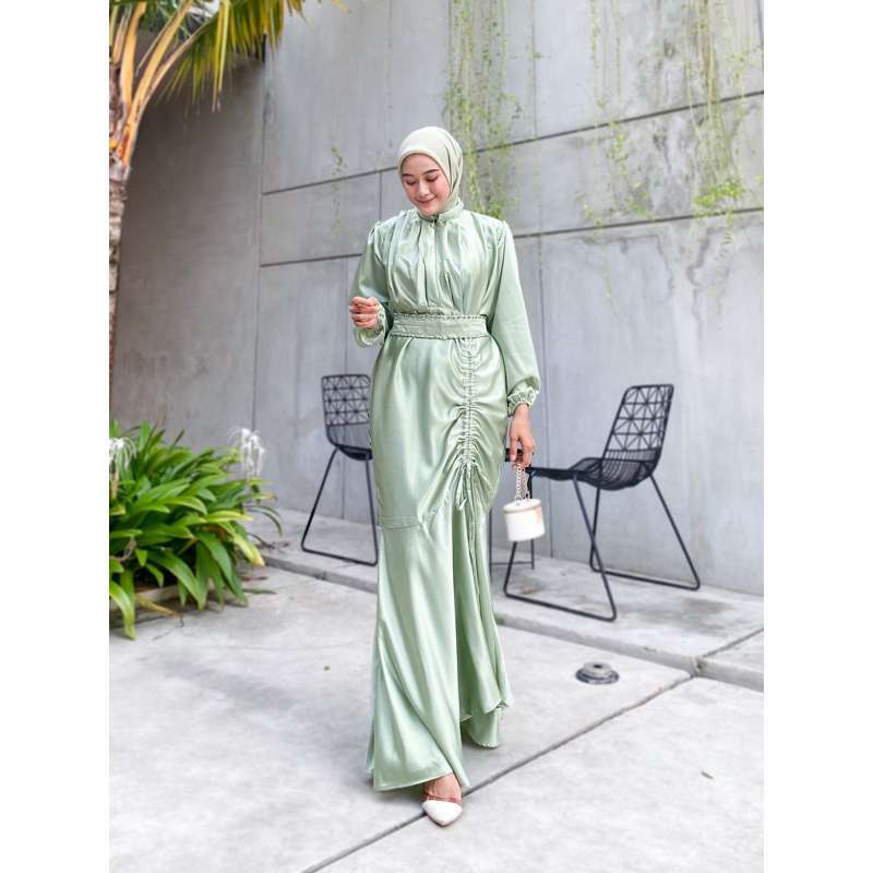 Promo Gamis Satin Silk Dress Livia - Gamis Kondangan Modern - Gamis ...