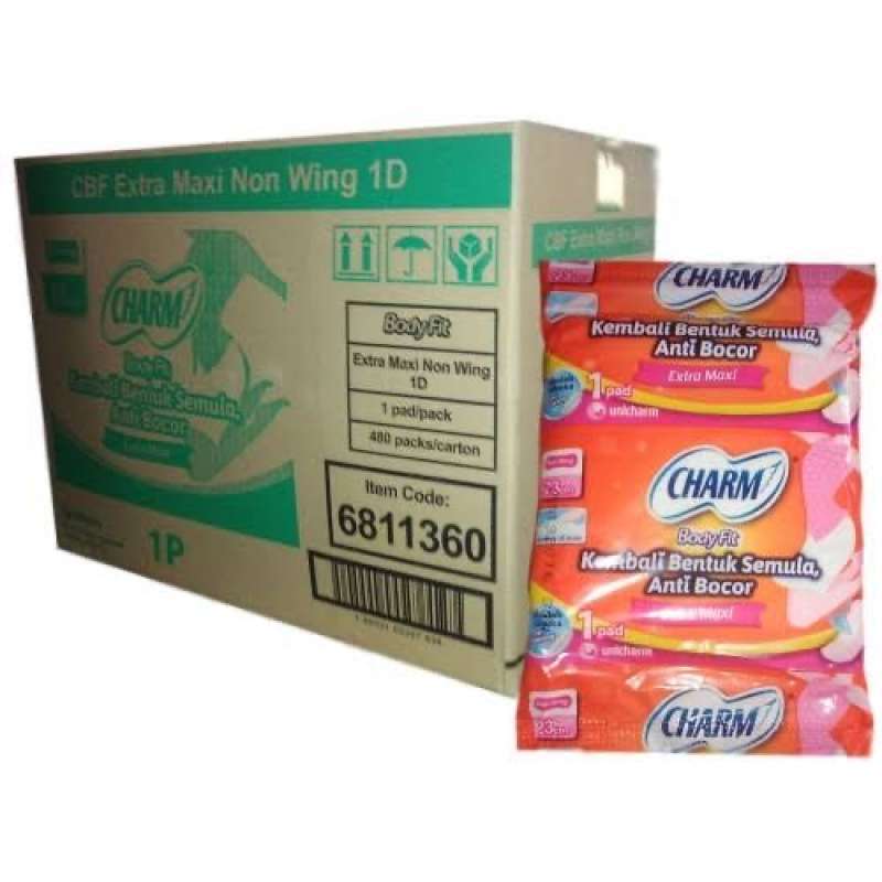 Jual Charm Body Fit Extra Maxi Non Wing 1p 1dus (480pcs) Di Seller Toko ...