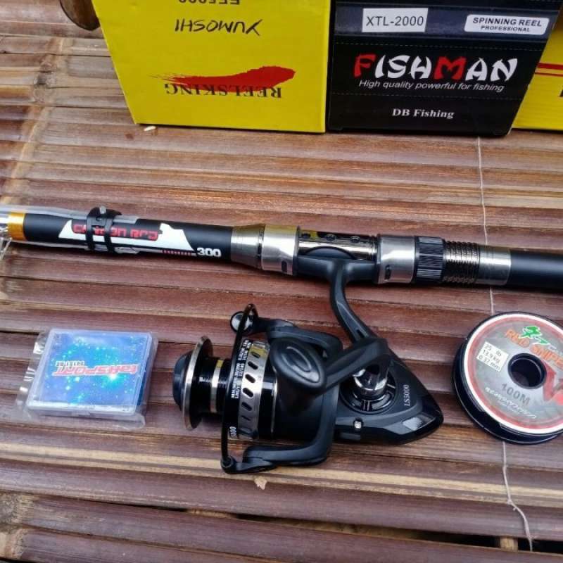 Promo Set Pancing Laut MNL Joran Pancing 3 Meter dan Reel Size 5000 14 ...