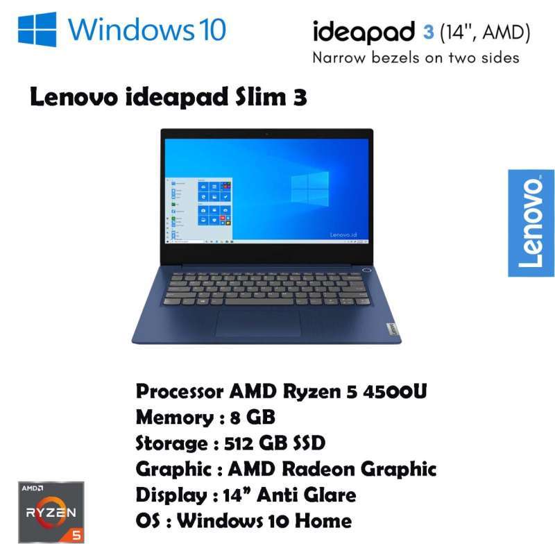 Jual Lenovo Ideapad Slim Amd Ryzen U Gb Gb Amd Radeon W Blue Blue Di Seller