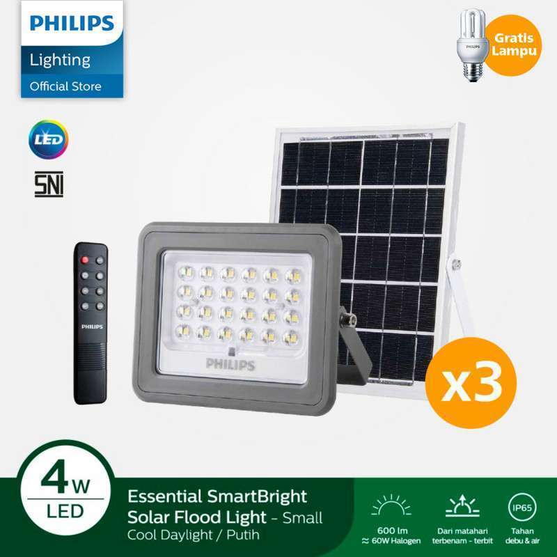 Promo Paket Philips 3x Essential SmartBright Solar Flood Light Small Diskon 27% di Seller ...