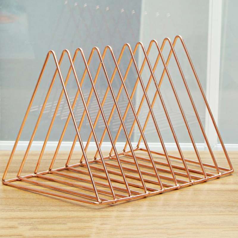 Jual Triangle Desktop Organizer Iron Art Storage Rack Bookshelf Bookend ...