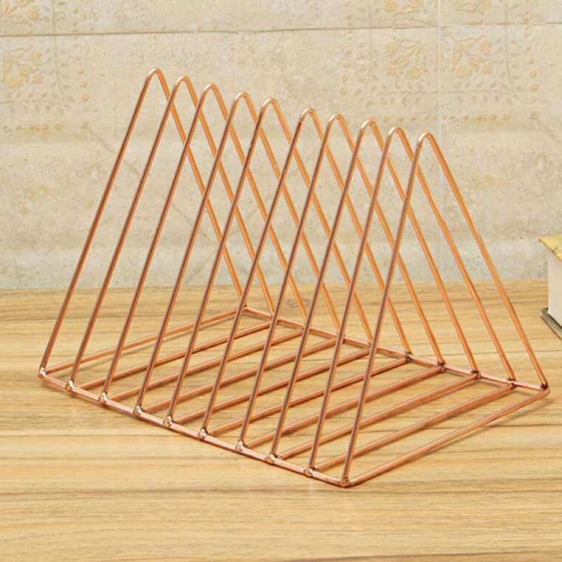 Jual Triangle Desktop Organizer Iron Art Storage Rack Bookshelf Bookend ...