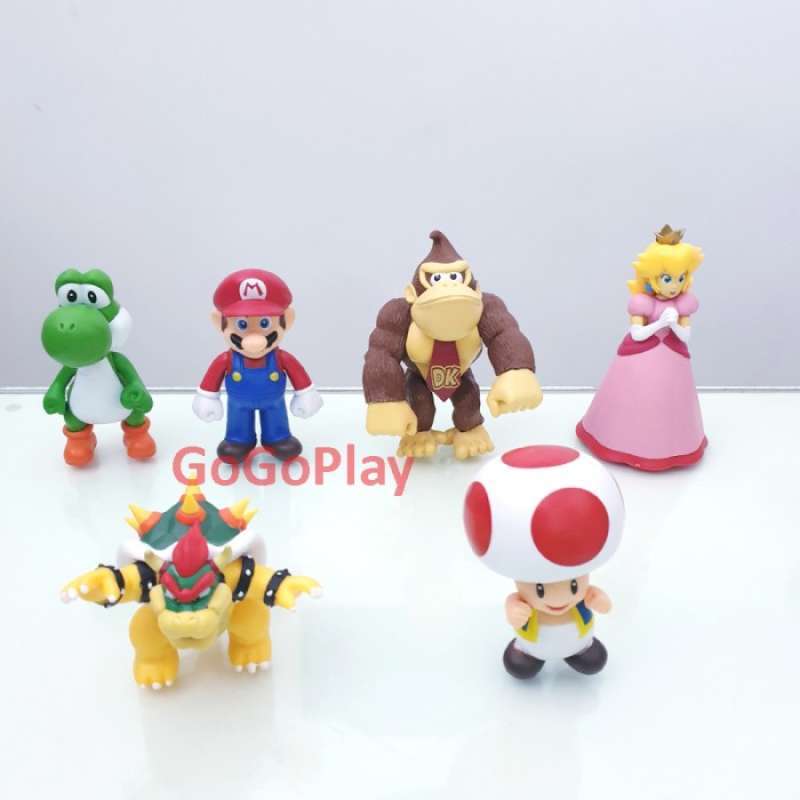 Promo Mainan Figure Mario Bros Bowser Peach Yoshi Toad Donkey Kong Mix ...