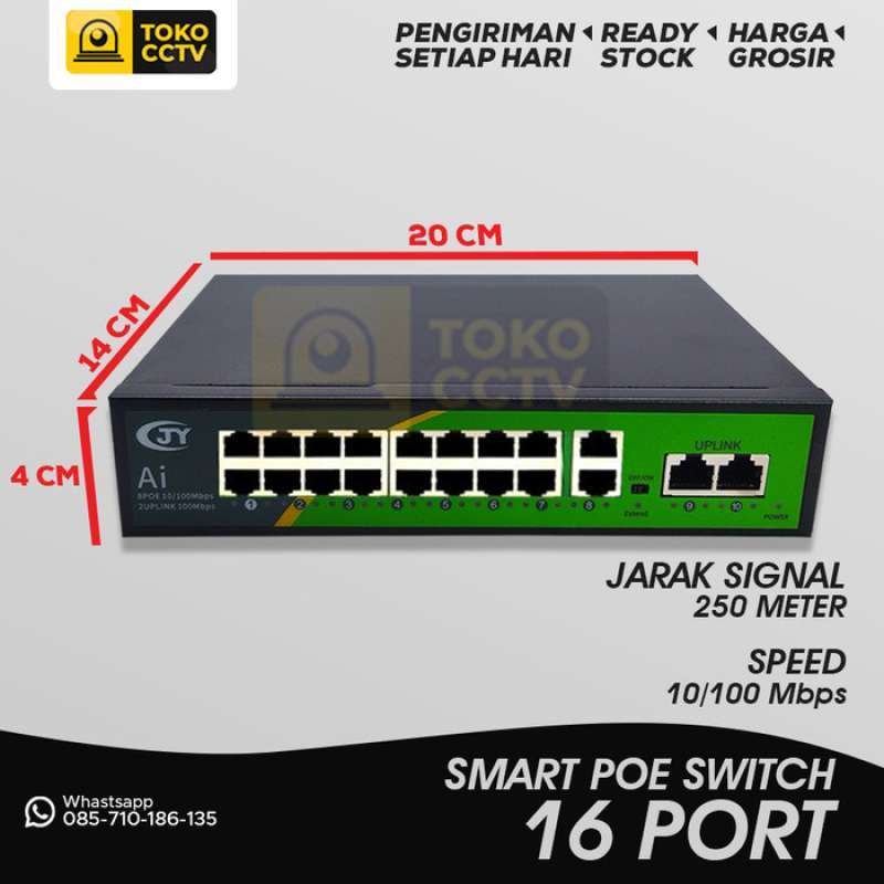 Promo POE SWITCH 16 PORT FULL POE SERI FY-B1620G4 UNTUK CCTV IP CAMERA ...