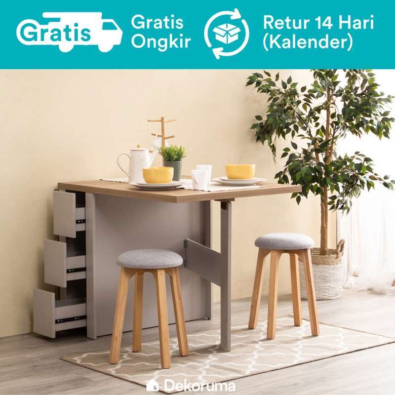 Promo Dekoruma Yver Meja Makan Minimalis Kayu Lipat Multifungsi ...
