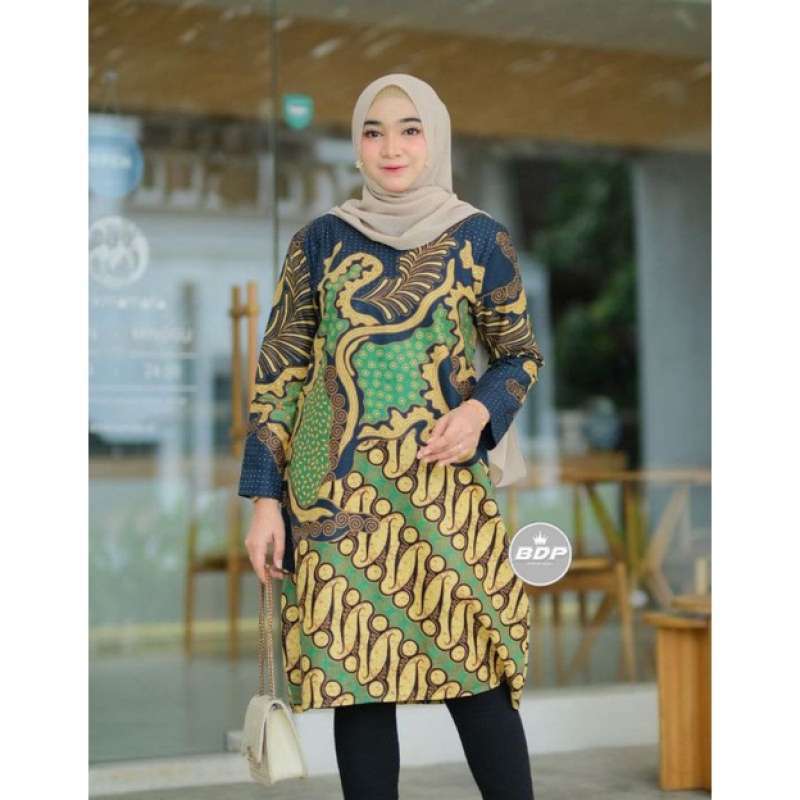 Jual Tunik Batik Modern Baju Kerja Wanita Simple Seragam Batik Real ...