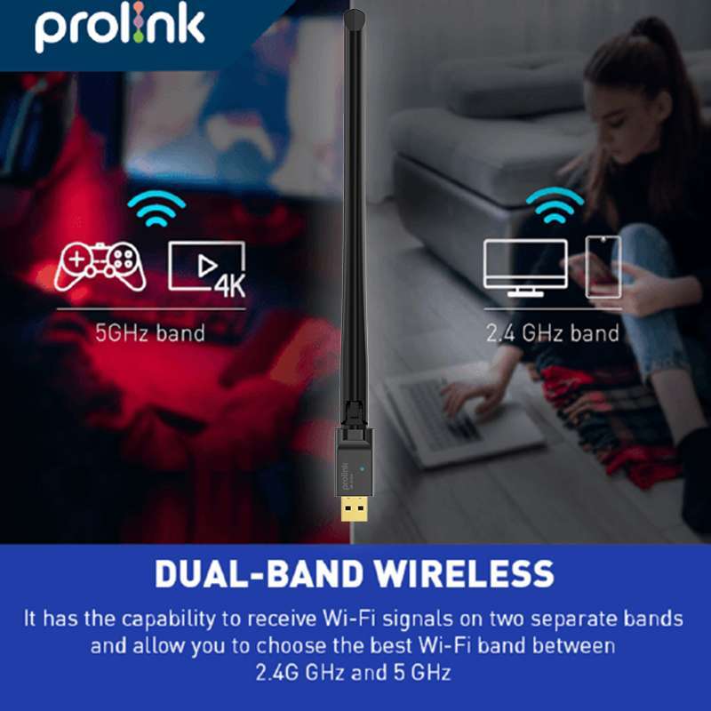 Jual Prolink Wireless Usb Adapter Ac650 Dual Band 6dbi Antenna Dh5103u Di Seller Prolink ...