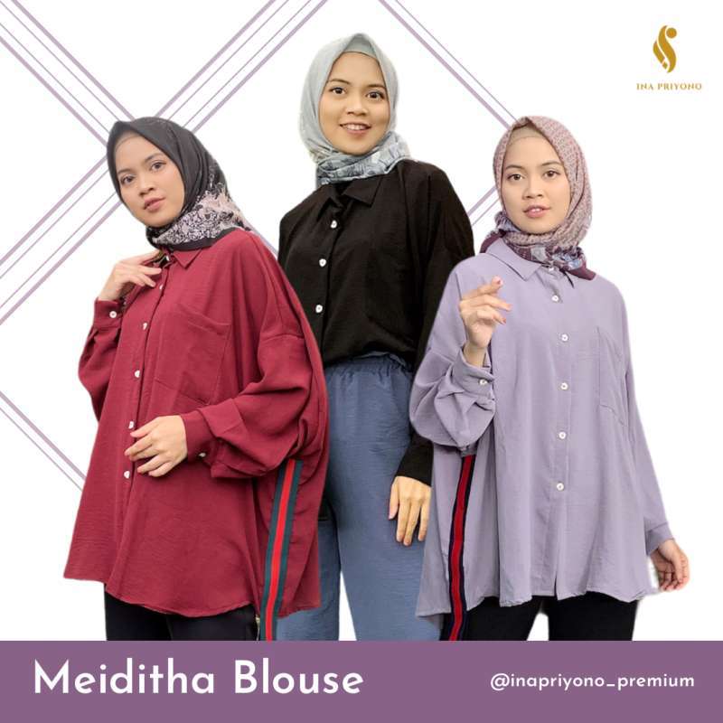 Jual MEIDITHA BLOUSE TERBARU INA PRIYONO (BLACK, MAROON, LILAC ...