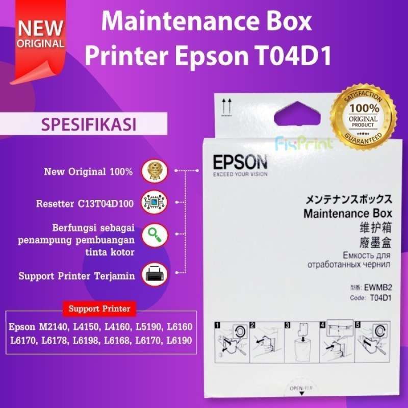 Promo Maintenance Box L6160 T04d1 Chip Absorber Ink Pad Epson L6190 ...