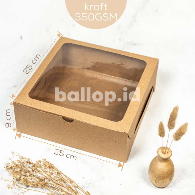 Jual KRAFT MIKA 25 25 9 CM Kotak Box Kemasan Packing Cake Kue Tart Roti ...