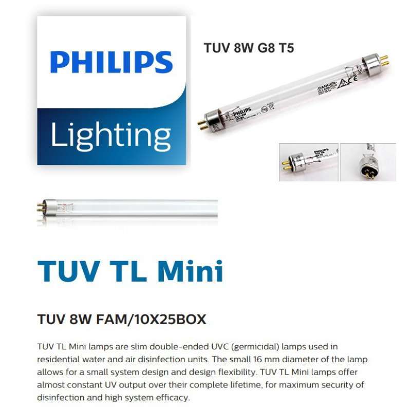 Jual Lampu UV Steril Kuman Philips TUV 8W G8T5 Lamp UVC Germicidal ...