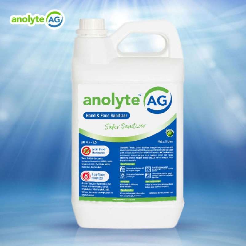 Jual ANOLYTE AG (HOCI) 5 liter Hand Face Sanitizer Food Grade Jerigen ...