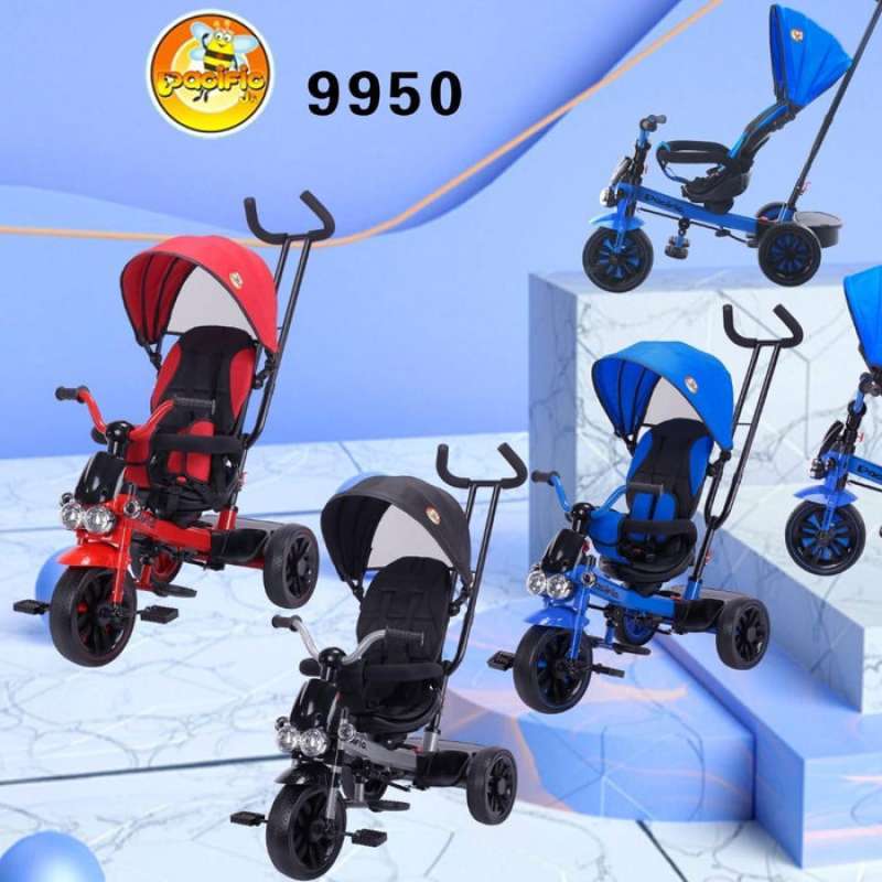 Jual Sepeda Roda Tiga Pacific 9950 Stroller Headlight Music Rebahan di ...