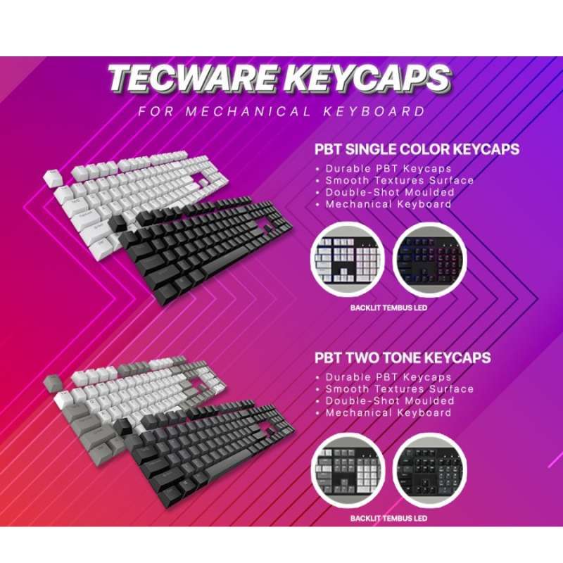 Promo Tecware Double Shot Moulded PBT Backlit Keycaps - Hitam Diskon 50 ...