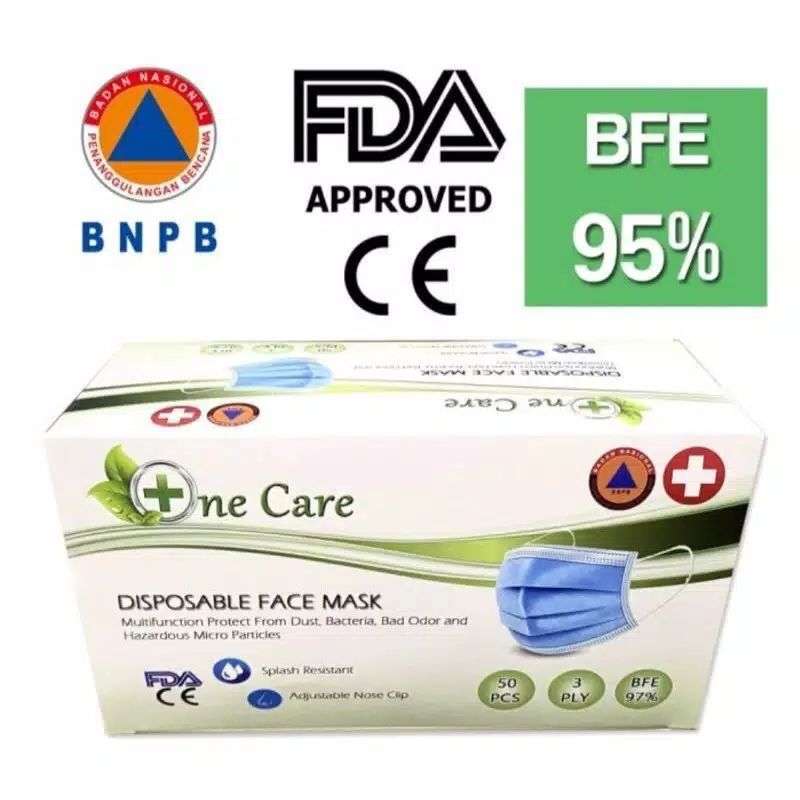 Promo One Care Masker Earloop Medis 3 Ply [50 Pcs/Box] Diskon 50% di ...