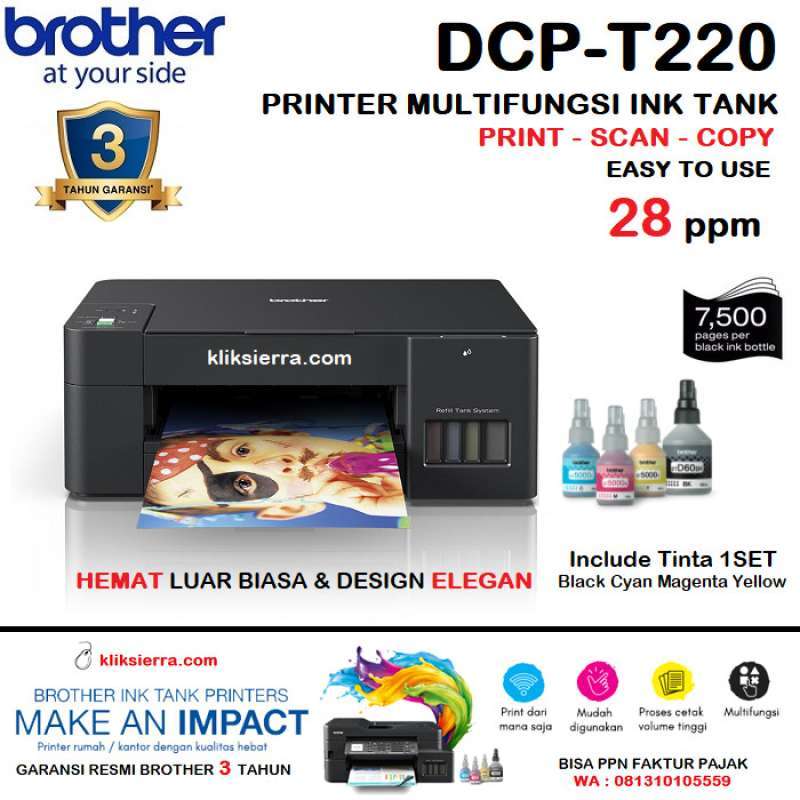 Jual Brother Dcp-t220 Printer Ink Tank Colour Aio Multifunction Inkjet ...