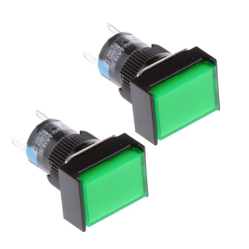 Promo 2pcs Square Switch DC 12V Green Lamp Momentary Push Button AC ...