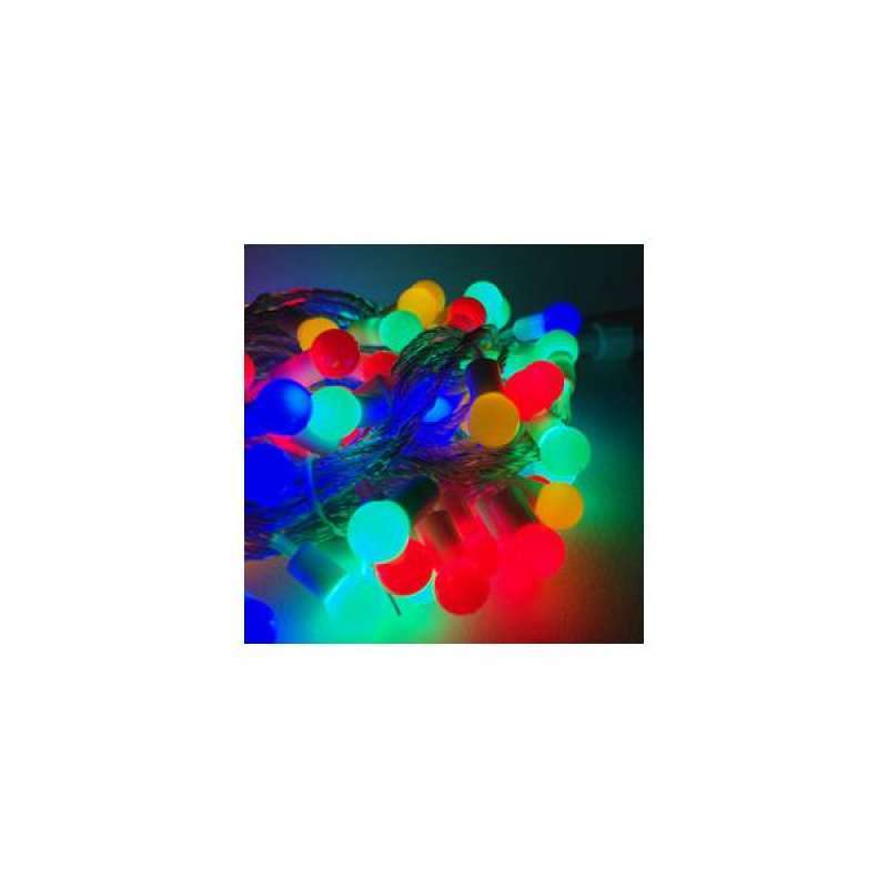 Jual tali lampu Natal 100 lampu LED bola bulat (garis transparan / plug ...