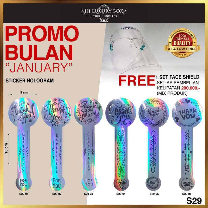 Jual Sticker Thank You | Sticker Hologram | Murah 25 Pcs 5x15 Sticker ...