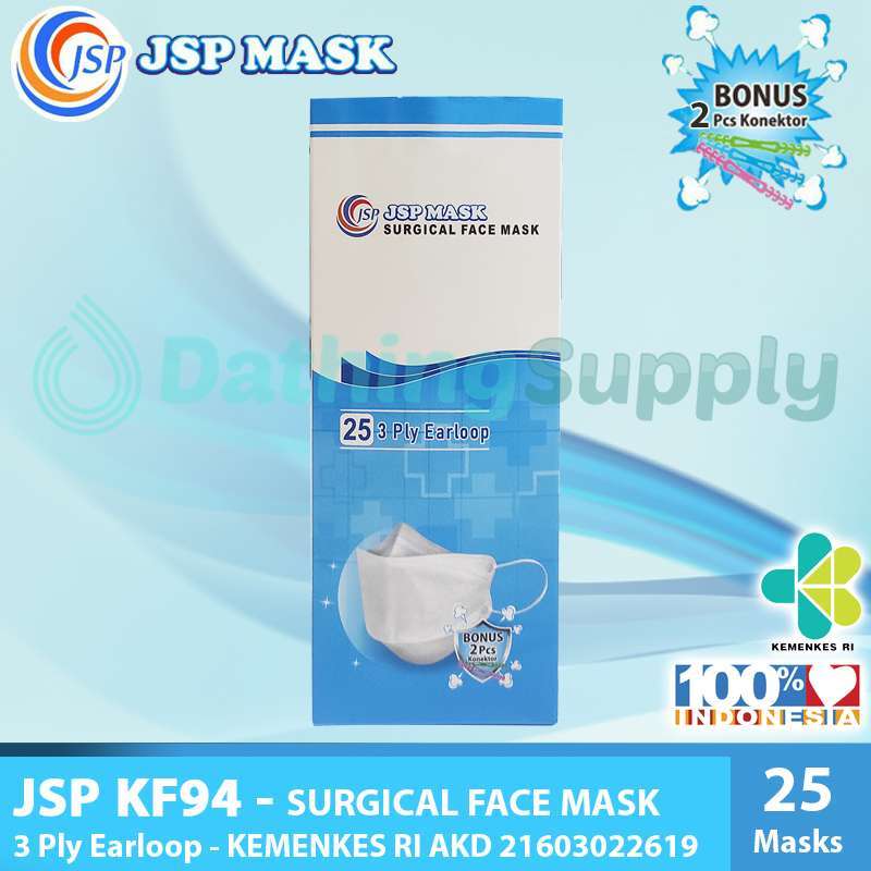 Promo Masker Medis JSP KF94 KN95 3 Ply Surgical Mask Kemenkes [1 Box isi 25 PCS] Model Convex ...