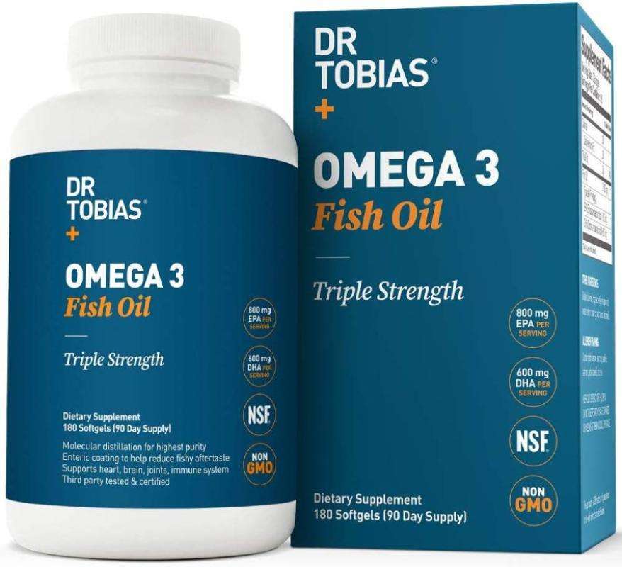 Promo Dr. Tobias Omega 3 Fish Oil Triple Strength Burpless [180 Count ...