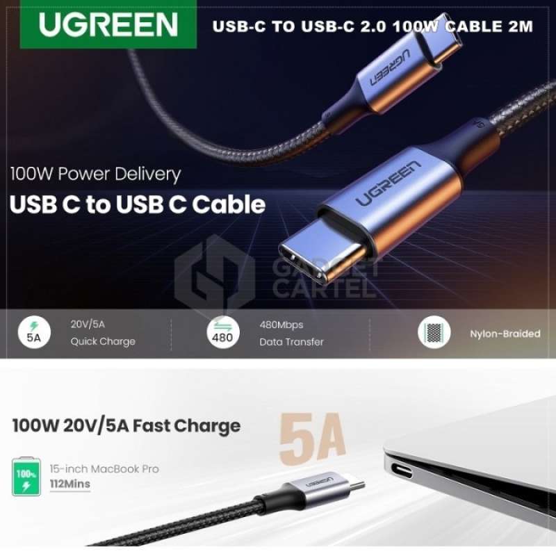 Jual UGREEN 70429 USB TYPE C TO TYPE C KABEL PD 100W CHARGER FAST ...