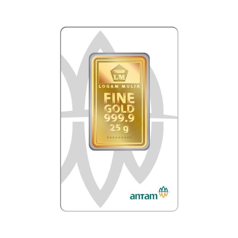 Jual Antam Logam Mulia Keping Emas [25 G/ 999.9‰ Fine Gold Certificate ...