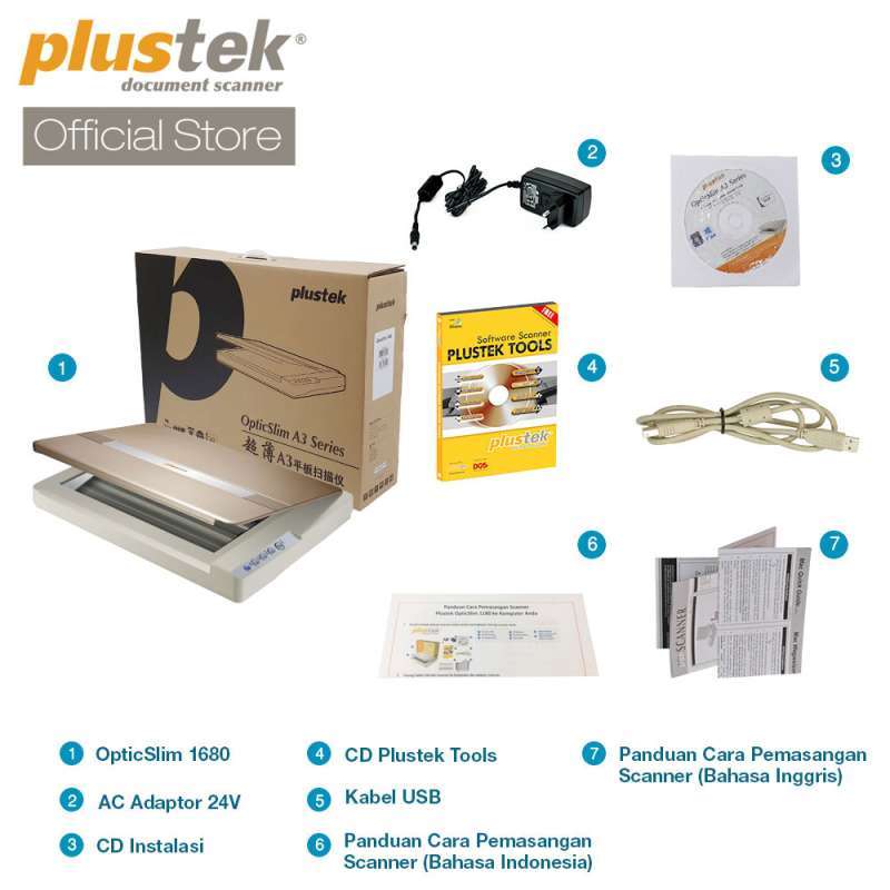 Jual Plustek Opticslim 1680-a3 Flatbed Scanner [3 Detik/ Lembar] Di ...