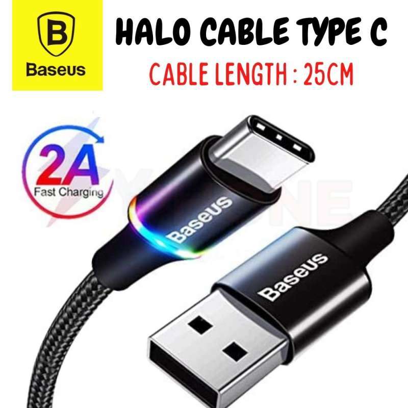 Jual Baseus Cable Halo LED Type C Fast Charge Kabel Data [25 cm ...