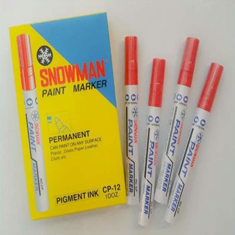 Jual Spidol Cp-12 Permanent Paint Marker Snowman Merah [ 1 Pcs ] Di ...