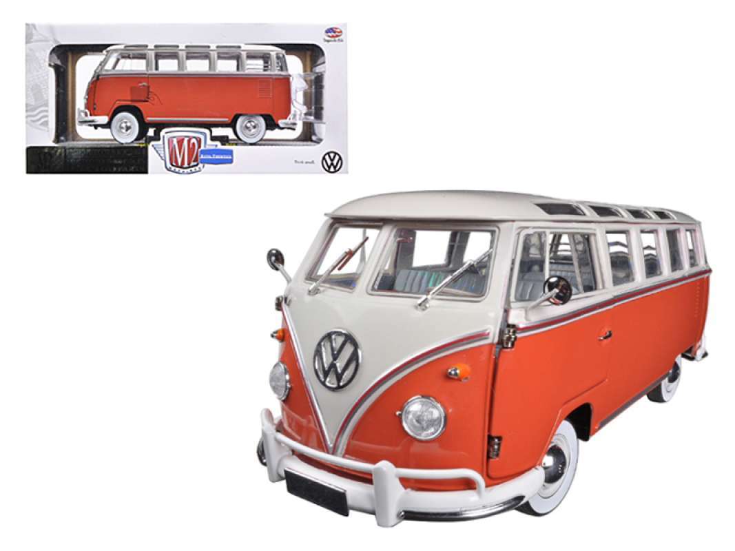 Jual 1960 Volkswagen Microbus Deluxe USA Model Red 1-24 Diecast Model ...
