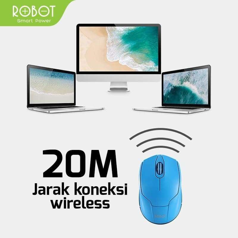 Jual Robot M310 2.4g Wireless Optical Mouse Silent Click Blue Di Seller ...
