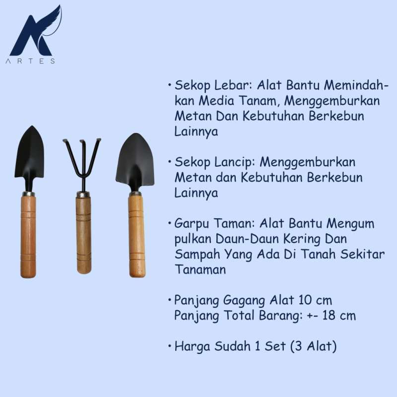 Jual ARTES SEKOP KAYU MINI 10 CM Peralatan Berkebun Skop-Garpu Kecil ...