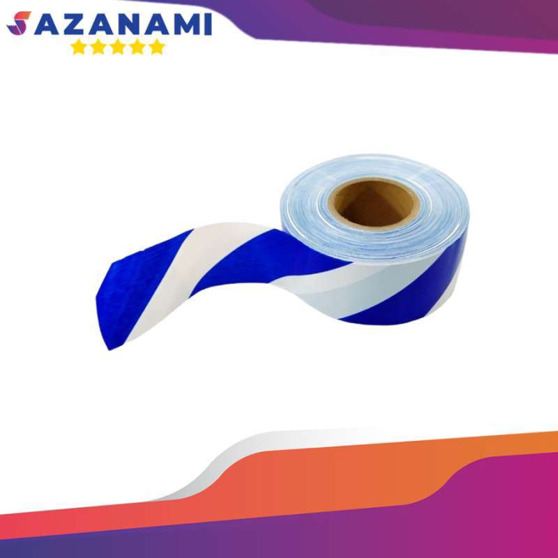 Jual BARRICADE TAPE BIRU PUTIH 3 x 300M POLICE LINE TANPA LEM GARIS ...