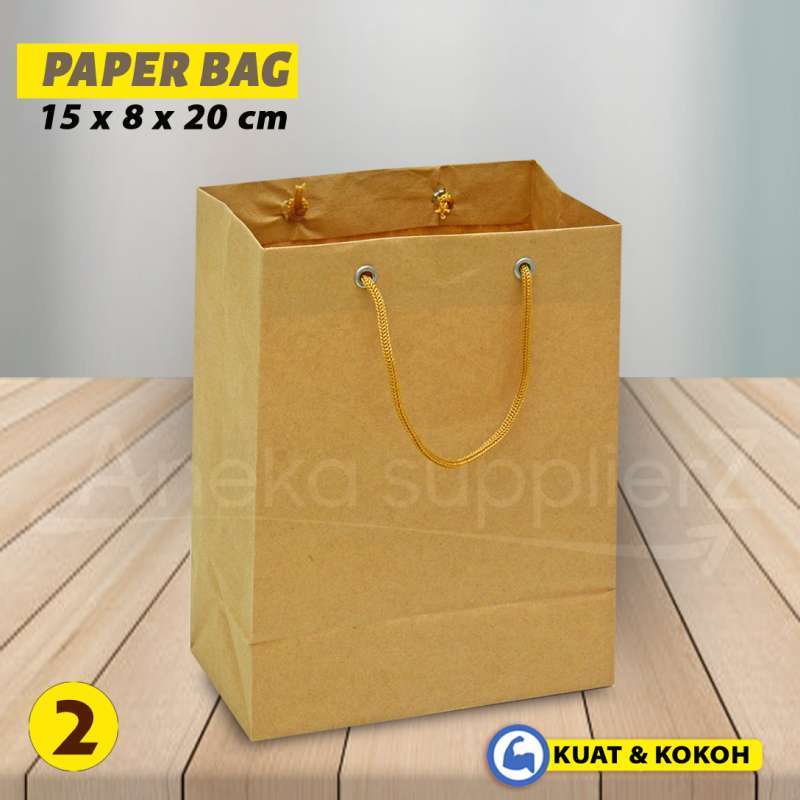 Jual Paper Bag Polos - Paper Bag | 15x8x20 cm - COKLAT (30 pcs) di ...