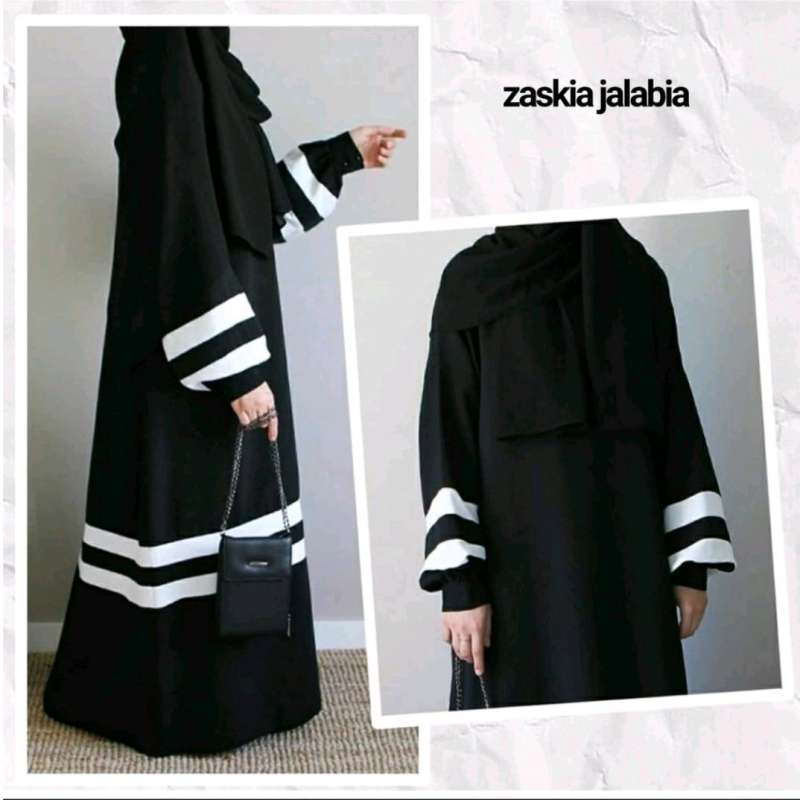 Jual Abaya Hitam Polos JetBlack Saudi Kualitas Butik Dubai Zaskia ...